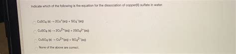 Solved Indicate Which Of The Following Is The Equation For