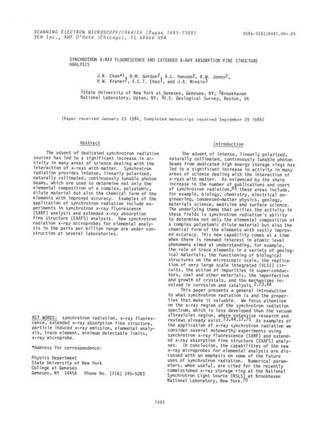 Pdf Synchrotron X Ray Fluorescence And Extended X Ray Absorption Fine