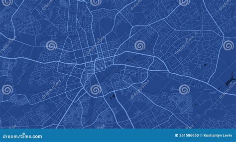 Detailed Vector Map Poster Of Harare City Linear Print Map Blue