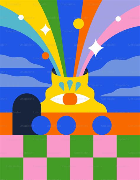 배경에 무지개가 있는 고양이의 다채로운 그림 벡터 Unsplash의 벡터 이미지