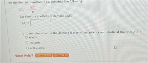 solved for the demand function d p ﻿complete the