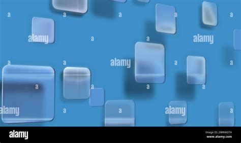 Image Of Multiple Square Shapes Moving Against Blue Background With