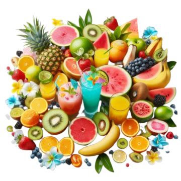 3d Assortment Of Exotic Fruits Isolated On White Fresh 3d Assortment