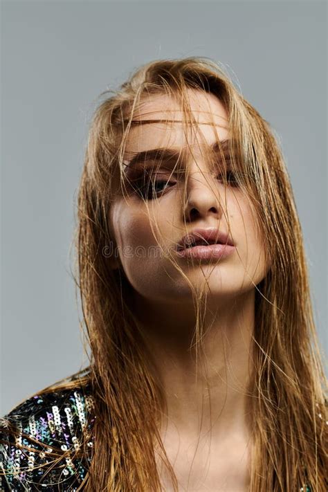 Young Woman Showcasing Her Long Wet Stock Image Image Of Stunning