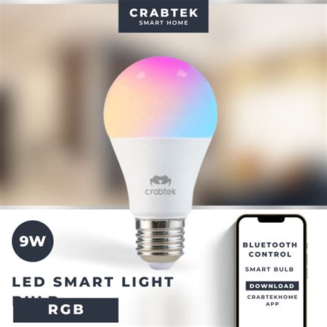 Crabtek Wi Fi BT Smart Led Bulb 9W Beacon RGB CCT Dimming Bulb Color Changing Music Sync Voice
