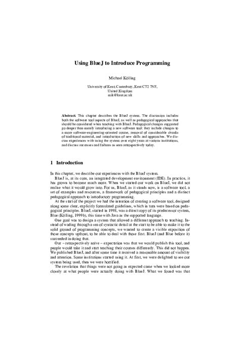 pdf using bluej to introduce programming