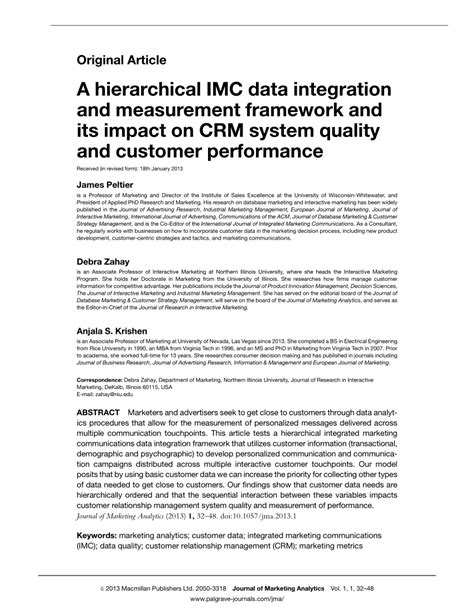 PDF A Hierarchical IMC Data Integration And Measurement Framework And