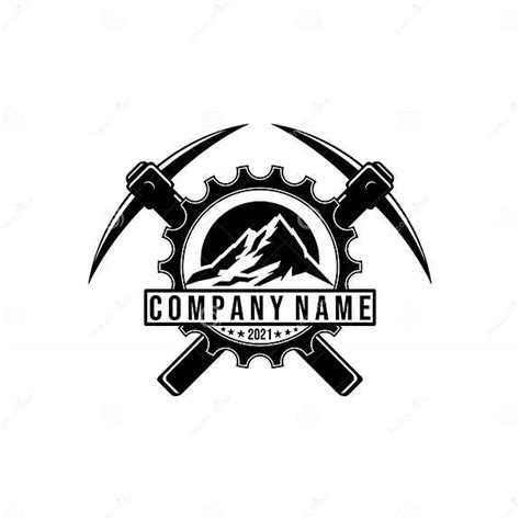 Modelo De Ilustração Do Símbolo Vetor Da Indústria Do Picaxe Da Montanha Vintage Ilustração Do