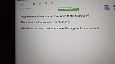 Overviewquestion Progresshomework Progress10 20 Marksfour Whole Nu