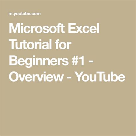 Microsoft Excel Tutorial For Beginners Overview YouTube Microsoft Excel Tutorial Excel