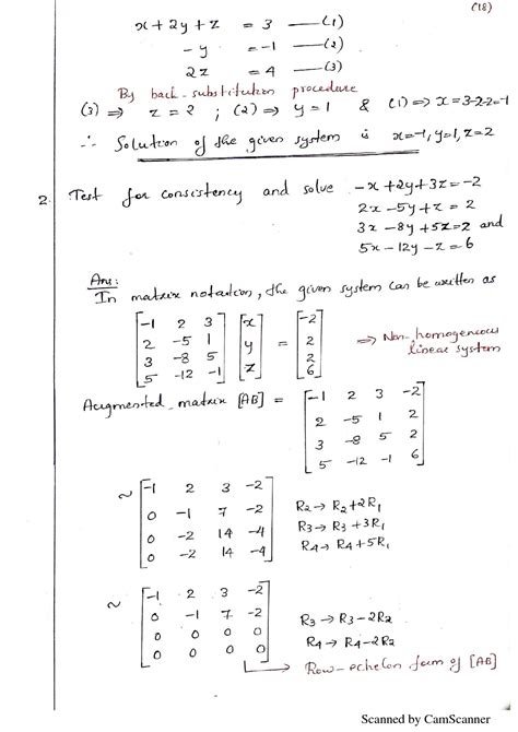 solution 1 4 problems consistency of linear systems and solution using fundamental theorem