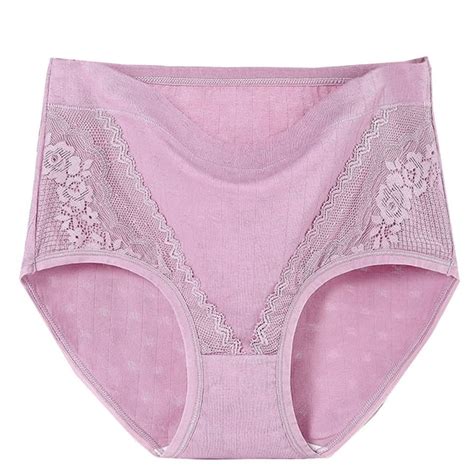 Wdfiry Womens Solid Plus Size Lace Panties High Waist Leak Proof
