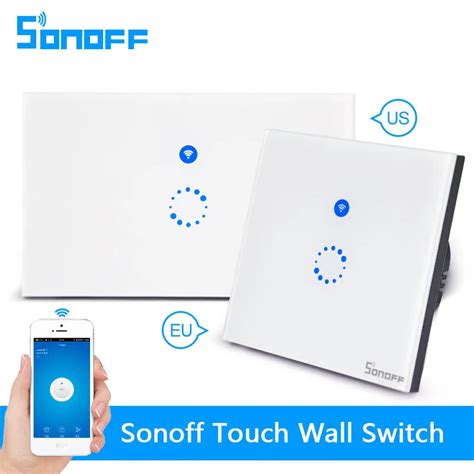 Sonoff Touch Wifi Wall Switch Wireless Remote Control EU US Glass Panel 1way Timing Switches For