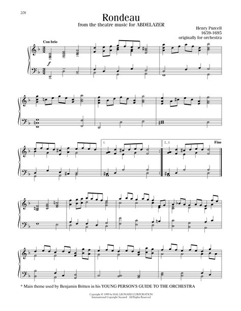 Rondo Rondeau By Henry Purcell Sheet Music For Piano Solo At Sheet