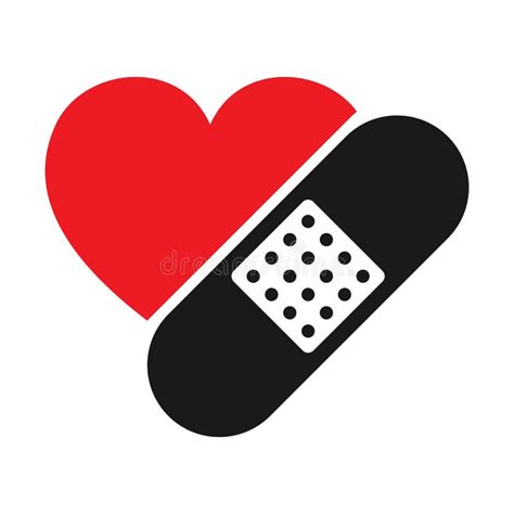 保重 带绷带的心脏，膏药医用绷带图标 粘贴绷带矢量图 向量例证 插画 包括有 医学 解决 253585988