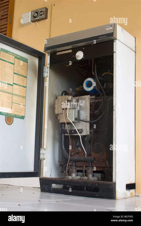 Old Inefficient Domestic Gas Central Heating Boiler London Uk Stock