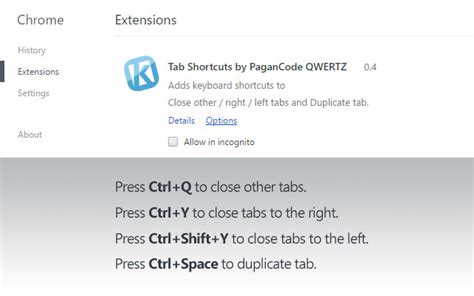 Tab Shortcuts By PaganCode QWERTZin Chrome With
