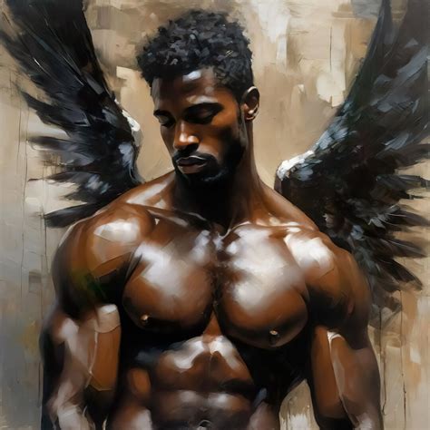 Muscled Man Nude Figure Angel Wings Gay Art Ai Generated Realistic
