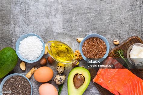 오메가 의 음식 소스 3 불포화 지방 건강한 음식의 개념 케토 또는 케톤 생성 식단 맨 위 보기 개념에 대한 스톡 사진 및 기타 이미지 Istock