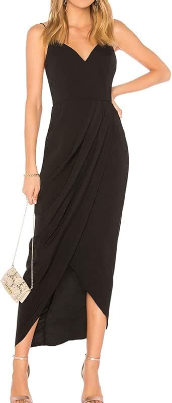 Cmz2005 Womens Deep V Cross Slit Long Party Dress Elegant