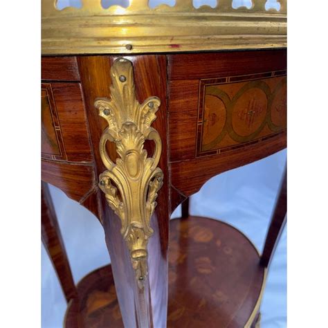 French Transitional Louis Xvxvi Style Oval Marquetry Side Table Chairish