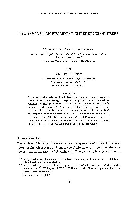 Pdf Low Distortion Euclidean Embeddings Of Trees