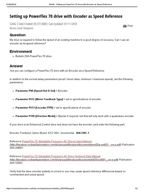 Setting Up Powerflex 70 Drive With Encoder As Speed Reference Pdf World Wide Web Internet