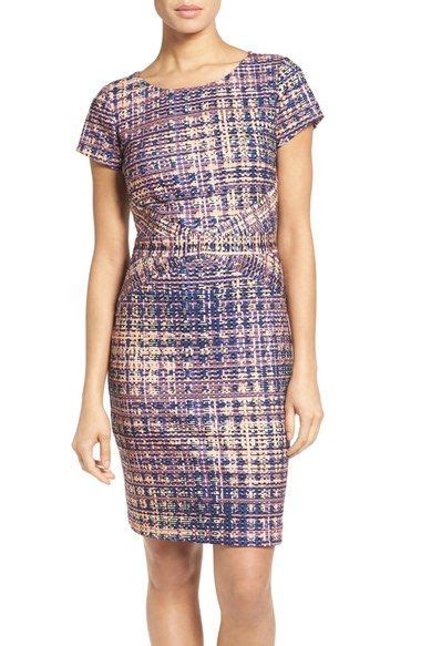 Ellen Tracy Tweed Print Ponte Sheath Dress Available At Nordstrom