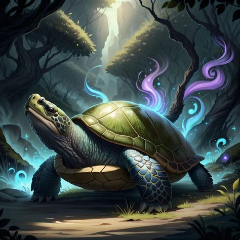 Premium Ai Image Turtle With Ethereal Energy Around