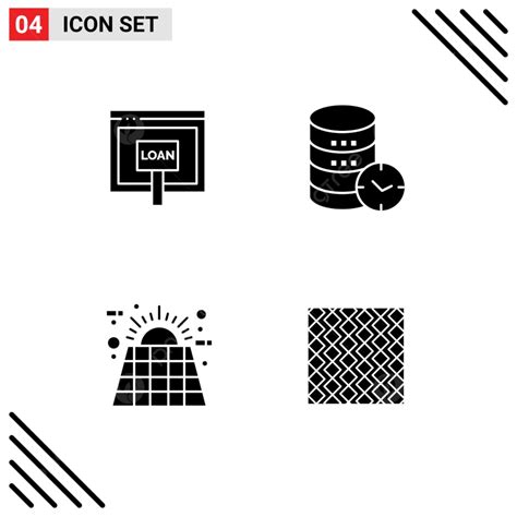 Set Of 4 Modern Ui Icons Symbols Signs For Credit Editable Online Square Png And Vector With