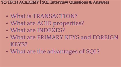 4 Sql Interview Questions And Answers For Beginners Youtube
