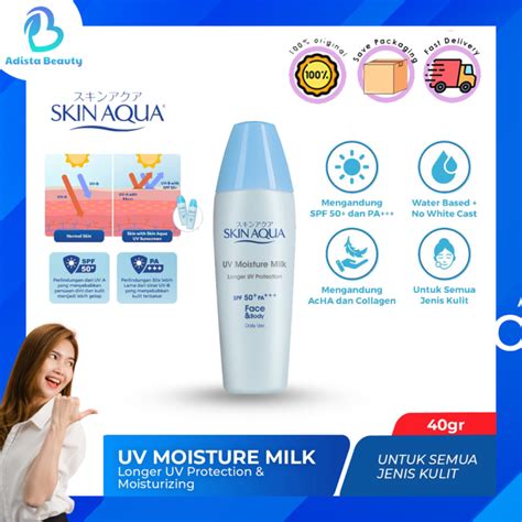 Skin Aqua Uv Sunscreen Moisture Milk Spf 50 Pa 40g Melindungi Dari