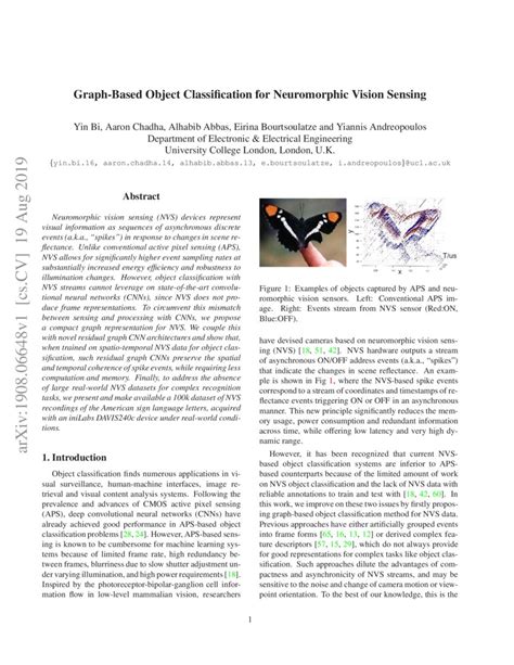 Graph Based Object Classification For Neuromorphic Vision Sensing Deepai