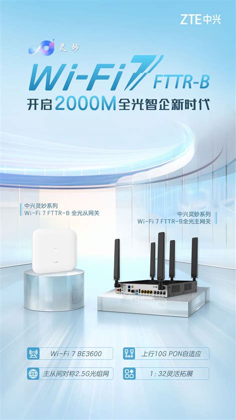 中兴通讯首款 Wi Fi 7 Fttr B 主从网关公布：上行 10g Pon自适应