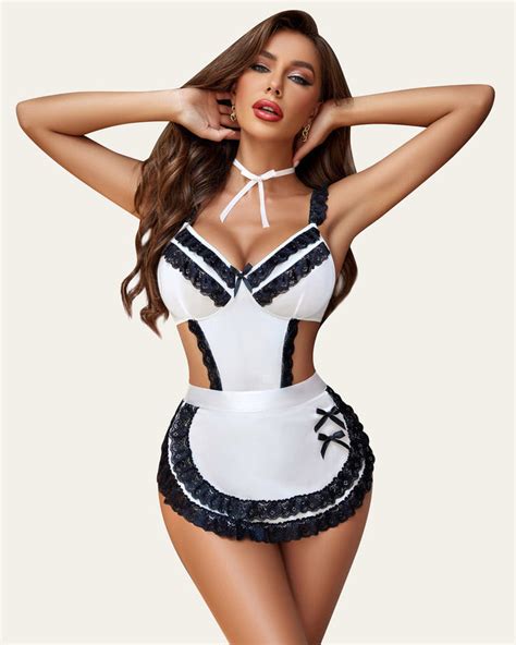 French Maid Lace Teddy Sexy Cosplay Bodysuit Avidlove