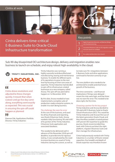 Cintra Delivers Time Critical E Business Suite To Oracle Clo