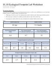 01 10 Ecological Footprint Lab Worksheet Pdf 01 10 Ecological