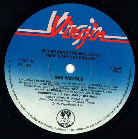 Sex Pistols Never Mind The Bollocks Heres The Sex Pistols Lp Albu