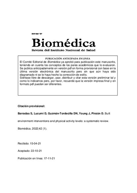 Pdf Built Environment Interventions And Physical Activity Levels A Systematic Review