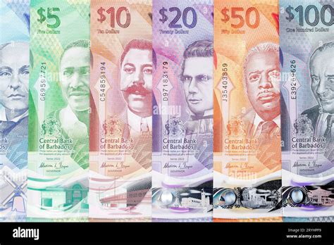 Barbados Money New Series Of Banknotes Stock Photo Alamy