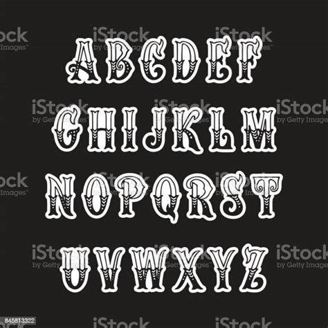 빅토리아 스타일 알파벳 문자의 집합입니다 벡터 글꼴 종류 디자인입니다 양식에 일치 시키는 로고 텍스트 조판입니다 가격표에 대한 스톡 벡터 아트 및 기타 이미지 Istock