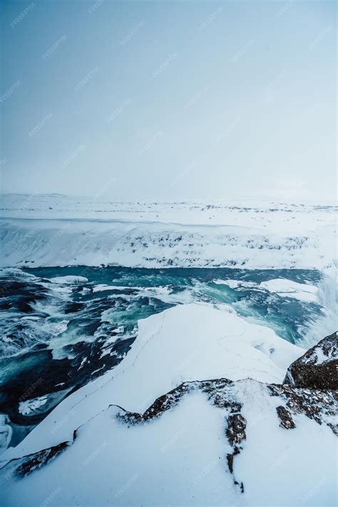 Premium Photo Gullfoss Waterfall View And Winter Lanscape Picture In