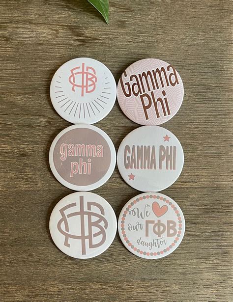 gamma phi beta button set 6 3 buttons etsy