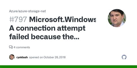 Microsoftwindowsazurestoragestorageexception A Connection Attempt