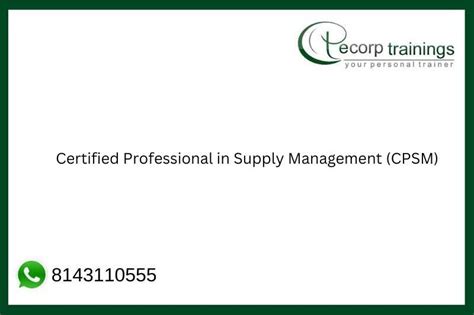 Cpsm Certified Professional In Supply Management Training Hyderabad India Ecorp Trainings