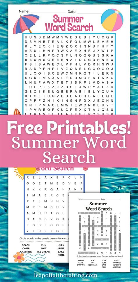 Free Summer Word Search Printables (2 Puzzle Options) - Leap of Faith ...