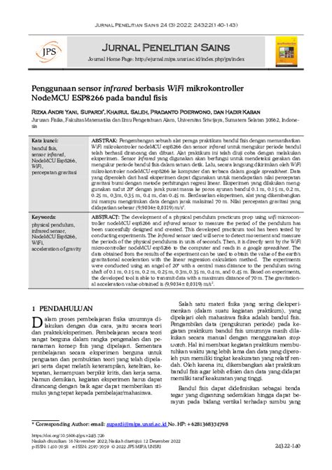 Pdf Penggunaan Sensor Infrared Berbasis Wifi Mikrokontroller Nodemcu