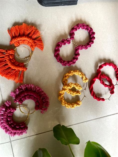 Earing Set Of Macrame With Different Designs And Colour Etsy