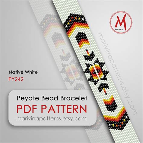 Native White Peyote Bead Pattern For Bracelet Odd Count Native Inspired Peyote Lines Seed