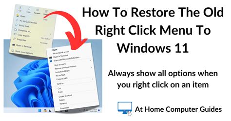 Restore The Old Right Click Menu Windows